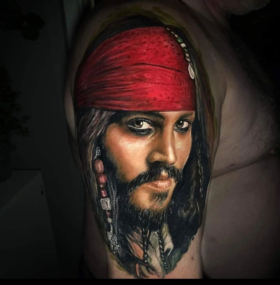 Jack Sparrow Colour Realism Tattoo By Craig Startin